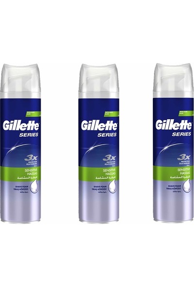 Gillette Series Tıraş Köpüğü Hassas 100 ml x 3 Adet Gillette Series Tıraş Köpüğü Hassas 100 ml x 3 Adet