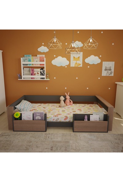 Ninnimo Çocuk Kahverengi Cepli Montessori Yatağıı M3 Ninnimo Çocuk Kahverengi Cepli Montessori Yatağıı M3