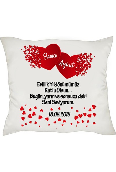 Biresimden Evlilik Yıldönümü Hediyesi Isim ve Tarih Baskılı Kişiye Özel Yastık Biresimden Evlilik Yıldönümü Hediyesi Isim ve Tarih Baskılı Kişiye Özel Yastık