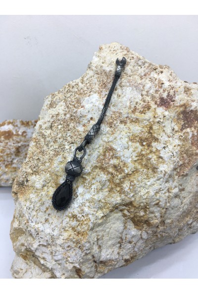 Kazzaze Siyah Taşlı Oksitli Kısa Püskül