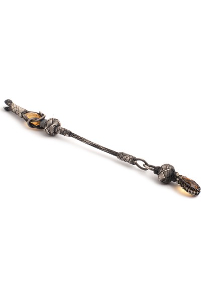 Kazzaze Hardal Taşlı Oksitli Gümüş Püskül