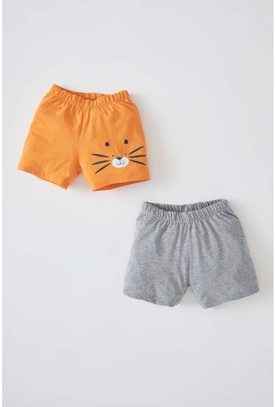 DeFacto Erkek Bebek Aslan Baskılı 2'li Pamuklu Şort V8890A221HS