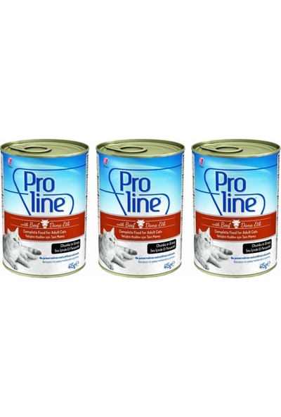 Pro Line Biftekli Et Parçacıklı Kedi Konservesi 415 gr 3 Adet