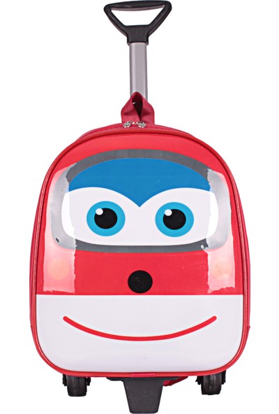 Zigga 00034 Gülen Yüz Erkek Çocuk Çekçekli Anaokulu Sırt Çantası Kırmızı