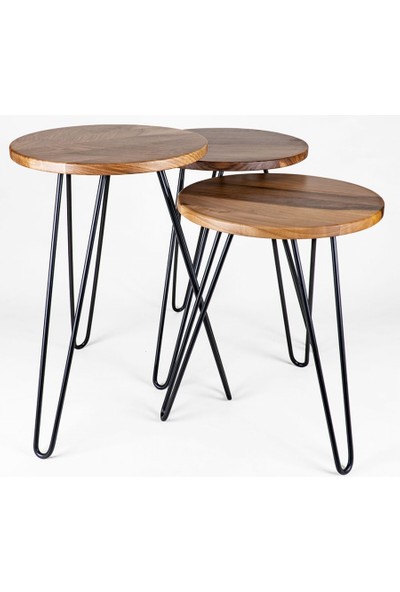 Gugar Wood Ahşap Zigon Üçlü Sehpa- Ceviz Üçlü Zigon Sehpa - Metal&ahşap Zigon Sehpa Gugar Wood Ahşap Zigon Üçlü Sehpa- Ceviz Üçlü Zigon Sehpa - Metal&ahşap Zigon Sehpa