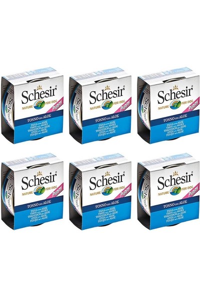 Schesir Jelly Ton Balıklı Aloe Yavru Köpek Konservesi 150 gr 6 Adet Schesir Jelly Ton Balıklı Aloe Yavru Köpek Konservesi 150 gr 6 Adet