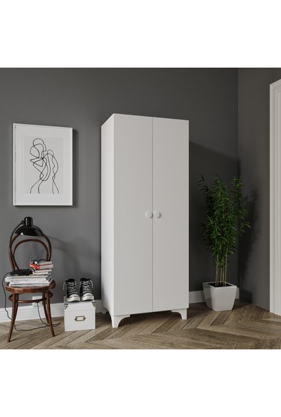 DeMobilya Alpha 2 Kapaklı Mdf Dolap (Çift Askılık Modülü)