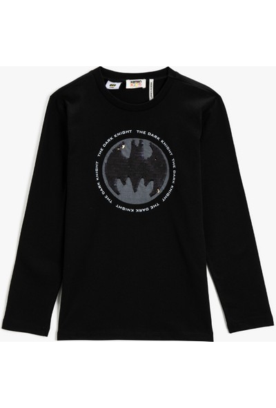 Koton Batman Tişört Lisanslı Uzun Kollu Pamuklu