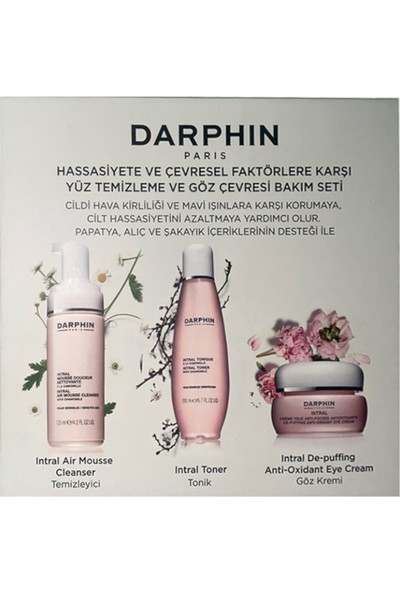 Darphin Intral Temizleme Köpüğü 125 ml + Intral Tonik 200 Ml+ Intral De-Puffing Göz Kremi 15 ml