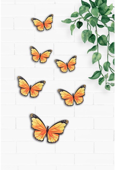 Turuncu Sanat Turuncu Kelebek Duvar Süsü