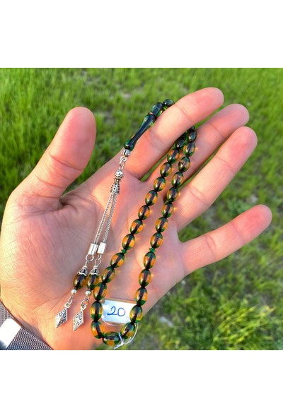 İzmur Tesbih Renk Sürmeli Beyzi Model 7-10MM Toz Kehribar Tesbih