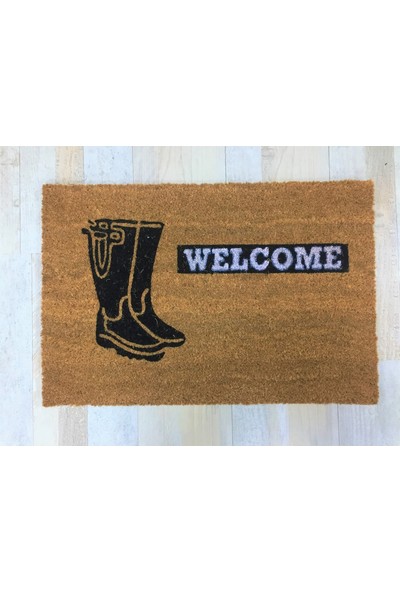 Pinkev Pvc Tabanlı Koko Kıl Kapı Önü Paspası 60 x 40 cm