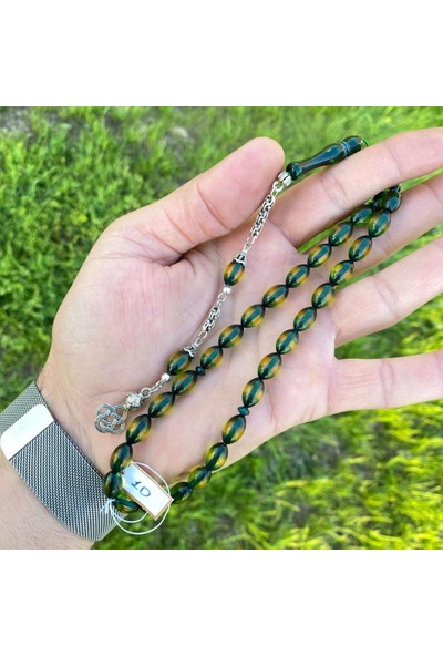 İzmur Tesbih Renk Sürmeli Beyzi Model 8-12MM Toz Kehribar Tesbih