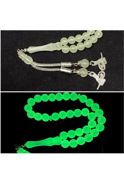 İzmur Tesbih Karanlıkta Fosforlu Renge Dönüşen 8-8mm Yuvarlak Model Kedi Gözü Tesbih