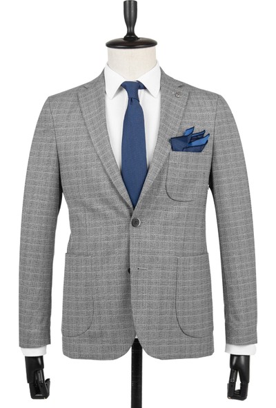 İmza Siyah Ekose Desen Slim Fit Ceket İmza Siyah Ekose Desen Slim Fit Ceket