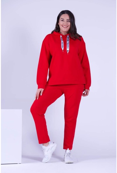 Koza Kapüşonlu Büyük Beden Eşofman Takımı 9395 Koza Kapüşonlu Büyük Beden Eşofman Takımı 9395