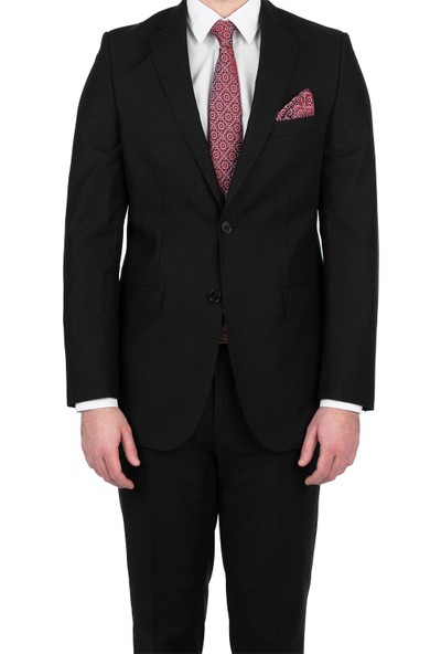 İmza Siyah Düz Desen Comfort Fit Takım Elbise