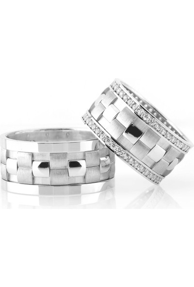 Tesbihane Damalı Tasarım Gri Renk 925 Ayar Gümüş Çift Alyans Tesbihane Damalı Tasarım Gri Renk 925 Ayar Gümüş Çift Alyans