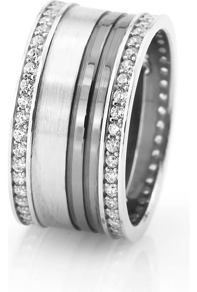 Tesbihane Şık Tasarım Zirkon Taşlı 925 Ayar Gümüş Bayan Alyans