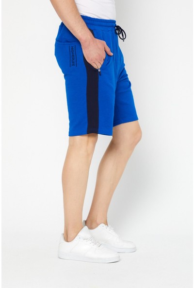 Sportstation Cep Fermuarlı Pamuklu Mavi Erkek Şort & Bermuda