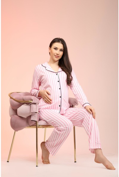 Likapa Penye Önden Düğmeli Hamile Lohusa Uzun Kol Pijama Takımı Likapa Penye Önden Düğmeli Hamile Lohusa Uzun Kol Pijama Takımı