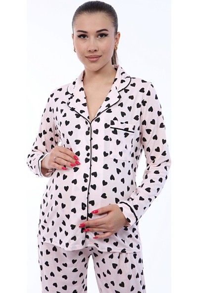 Likapa Penye Önden Düğmeli Hamile Lohusa Uzun Kol Pijama Takımı Likapa Penye Önden Düğmeli Hamile Lohusa Uzun Kol Pijama Takımı