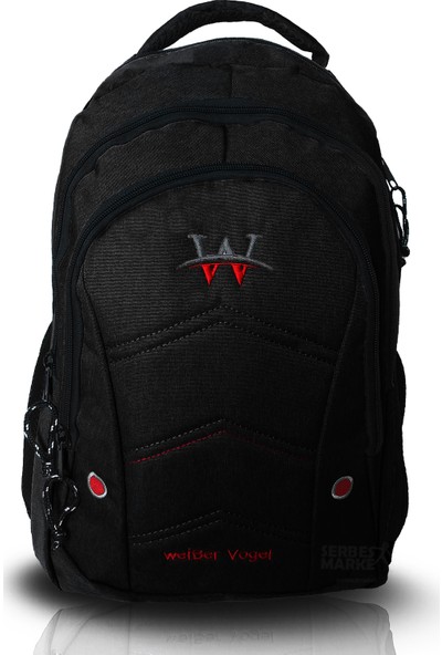 Sivilen Unisex Suya Dayanıklı Laptop Bölmeli Sırt Destekli Orta Boy Sırt Çantası Siyah