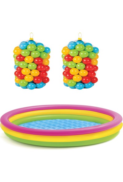 Intex Çocuk Havuz (114X25 Cm)+50 Adet Top (7 Cm)+Pompa Intex Çocuk Havuz (114X25 Cm)+50 Adet Top (7 Cm)+Pompa