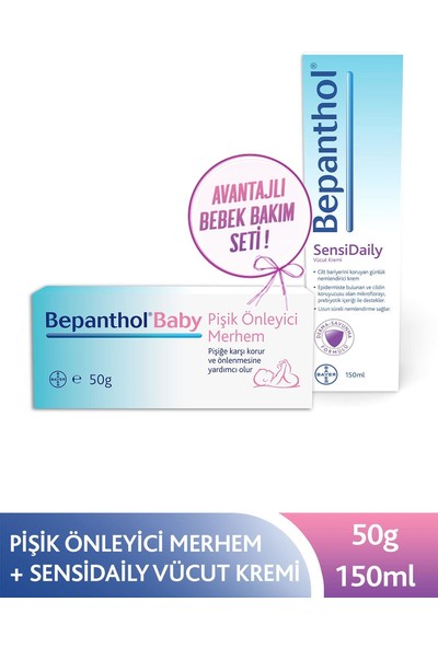 Bepanthol Baby Pişik Önleyici Merhem 50 gr + Sensidaily 150 ml Bepanthol Baby Pişik Önleyici Merhem 50 gr + Sensidaily 150 ml