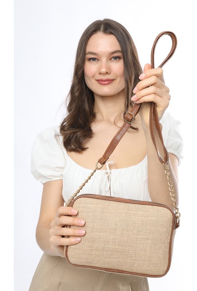 Madamra Taba Hasır Kadın Çok Bölmeli Kapitoneli Çapraz Çanta Madamra Taba Hasır Kadın Çok Bölmeli Kapitoneli Çapraz Çanta