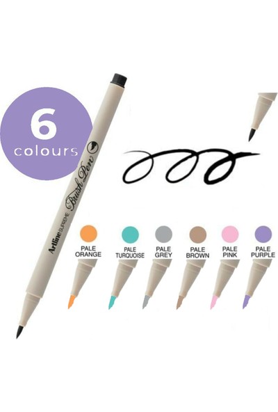 Artline Supreme Brush Pen 6'lı Pastel Renkler Artline Supreme Brush Pen 6'lı Pastel Renkler