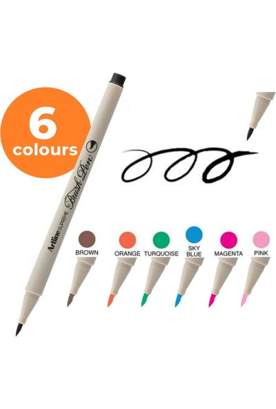 Artline Supreme Brush Pen 6'lı Sıcak Renkler Artline Supreme Brush Pen 6'lı Sıcak Renkler