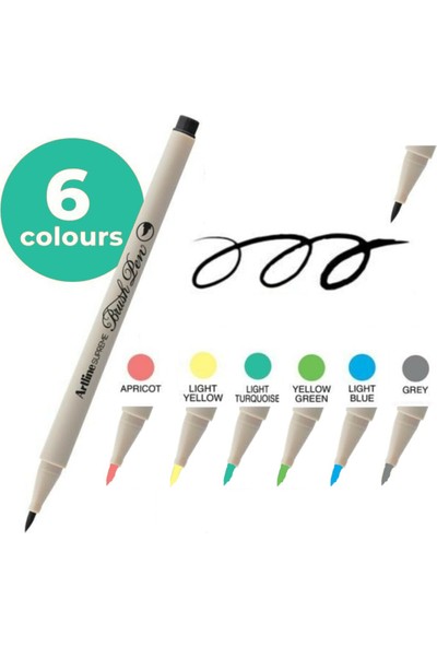 Artline Supreme Brush Pen 6'lı Soğuk Renkler Artline Supreme Brush Pen 6'lı Soğuk Renkler