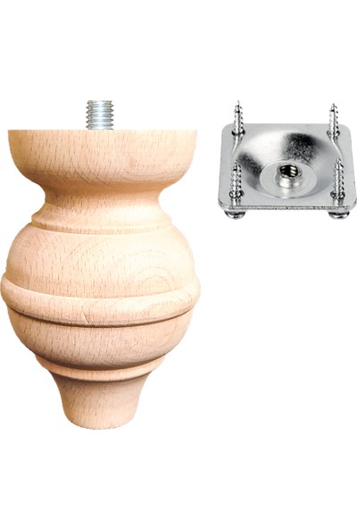 Turan Ahşap Koltuk Ayağı - Sehpa Ayağı - Baza Ayağı- Mobilya Ayağı -Ahşap Ayak / Uzunluk:12 cm / Çap:7.5 cm