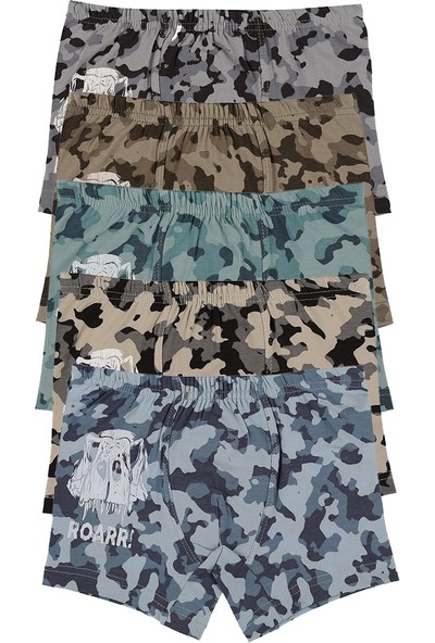 Donella 5'li Kamuflaj Baskılı Erkek Çocuk Boxer - 751052VD