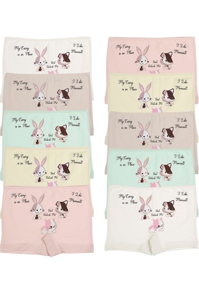 Donella 10'lu Renkli Baskılı Kız Çocuk Şort - 4271RH