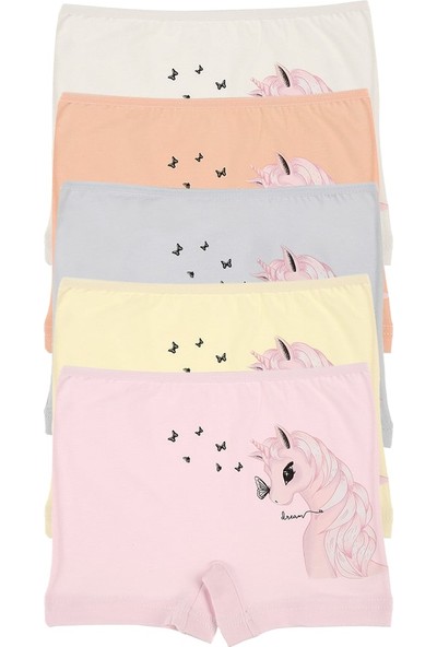 Donella 5'li Renkli Pony Baskılı Kız Çocuk Şort - 4271UM