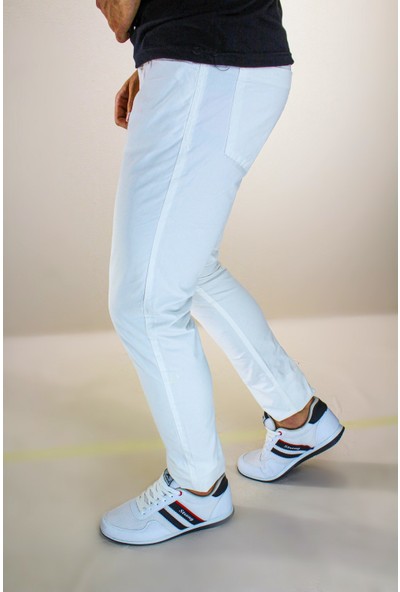 Xo Termanini Erkek Beyaz Keten Pantolon