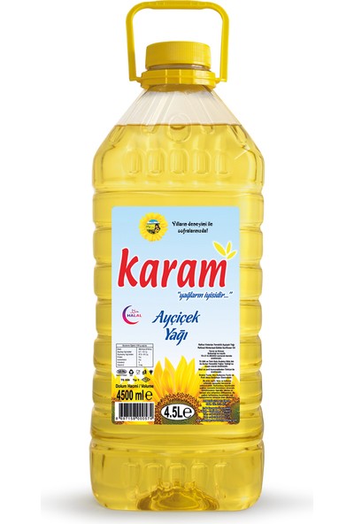 Karam Ayçiçek Yağı Pet Şişe 4,5 Lt
