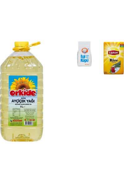 Orkide 5 kg Ayçiçek Yağ + Balküpü 5 kg Şeker + 1 kg Lipton Rize Çay