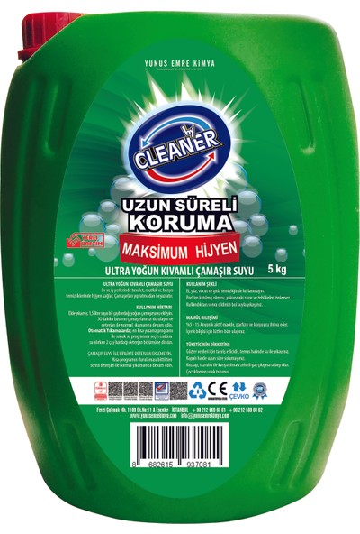 By Cleaner Ultra Yoğun Kıvamlı Çamaşır Suyu 5 kg By Cleaner Ultra Yoğun Kıvamlı Çamaşır Suyu 5 kg