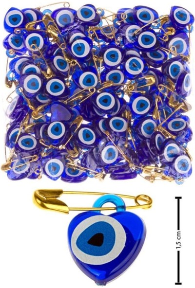 Kezban Tekstil Iğneli Nazar Boncuğu 100 Adet Nazar Boncuğu Plastik