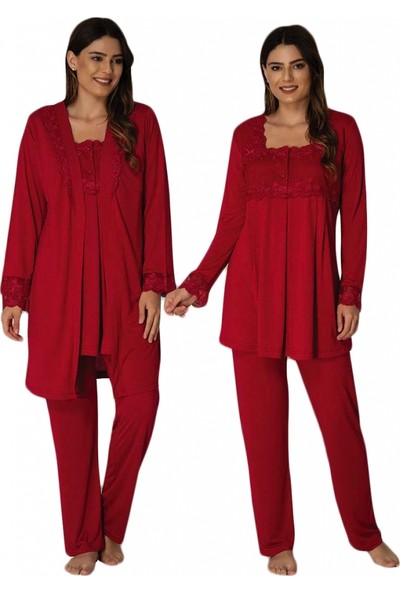 Hamile Çarşısı Effort Vişne Sabahlıklı Lohusa Pijama Takımı 2401 Hamile Çarşısı Effort Vişne Sabahlıklı Lohusa Pijama Takımı 2401