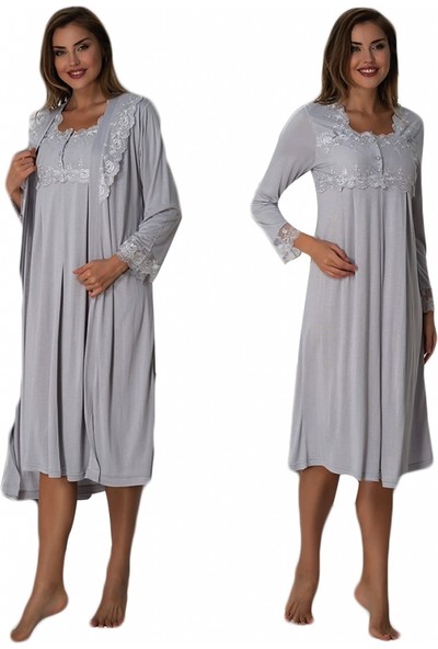 Hamile Çarşısı Effort Gri Lohusa Uzun Kol Sabahlıklı Gecelik 2402 Hamile Çarşısı Effort Gri Lohusa Uzun Kol Sabahlıklı Gecelik 2402