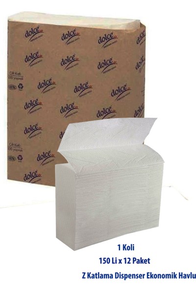 Dolce Z Katlama Dispenser Havlu 150 Li 12 Paket (1 Koli) Dolce Z Katlama Dispenser Havlu 150 Li 12 Paket (1 Koli)