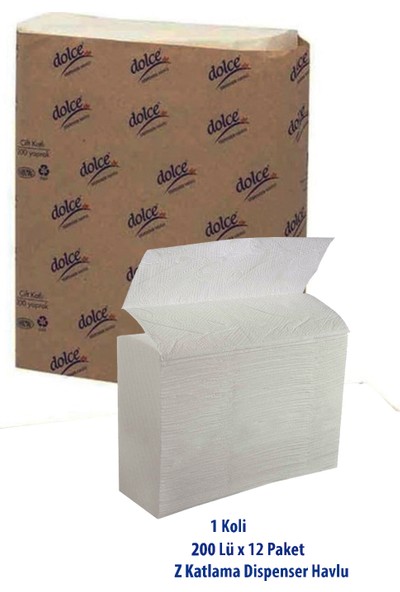 Dolce Z Katlama Dispenser Havlu 200 Lü 12 Paket (1 Koli) Dolce Z Katlama Dispenser Havlu 200 Lü 12 Paket (1 Koli)