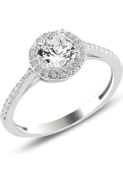 Söğütlü Silver Gümüş Rodyumlu Zirkon Taşlı Yuvarlak Yüzük