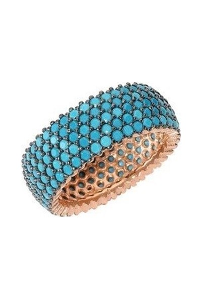 Söğütlü Silver Nano Turkuaz Taşlı Tamtur Yüzük