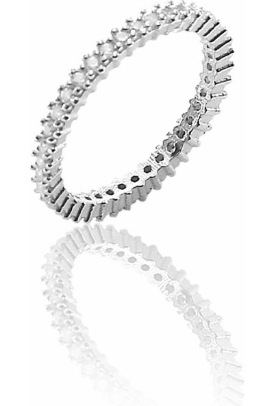 Söğütlü Silver Gümüş Tek Sıra Zirkon Taşlı Tamtur Yüzük