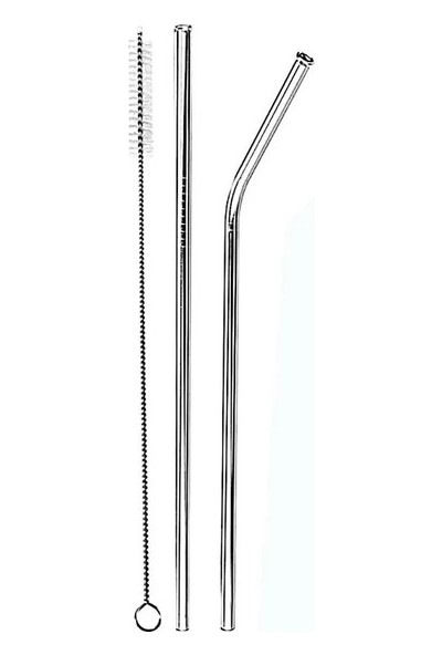 Positiveshop Paslanmaz 2'li Çelik Pipet ve Temizleme Fırçası